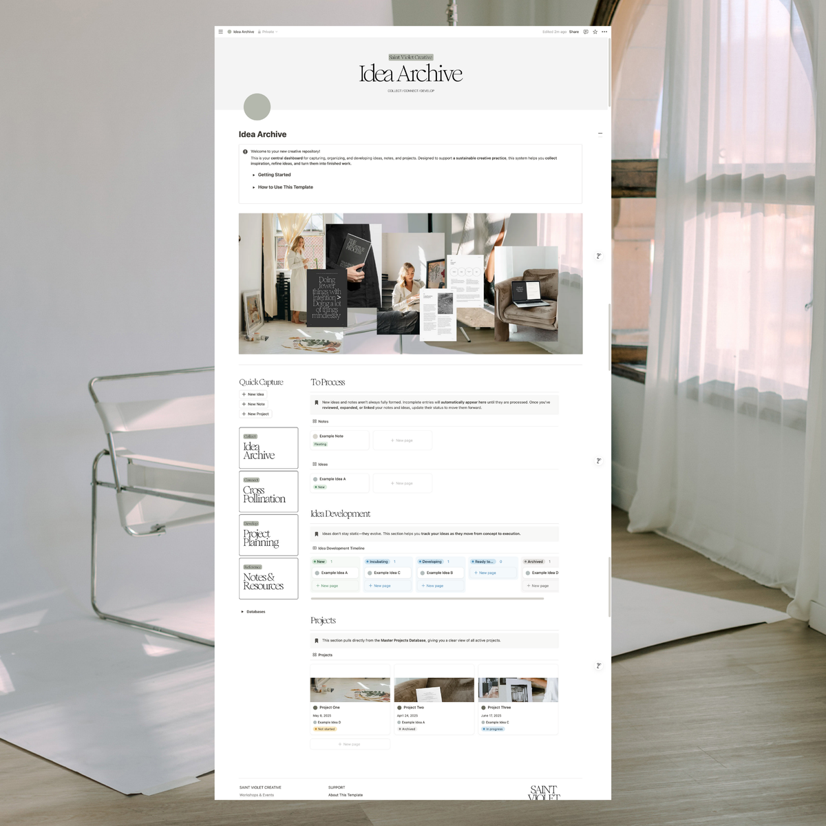 Idea Archive Notion Template - Saint Violet Creative